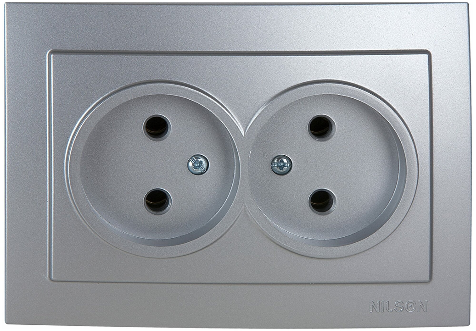 Розетка 2СП серебро, Nilson Touran metallic 24131024