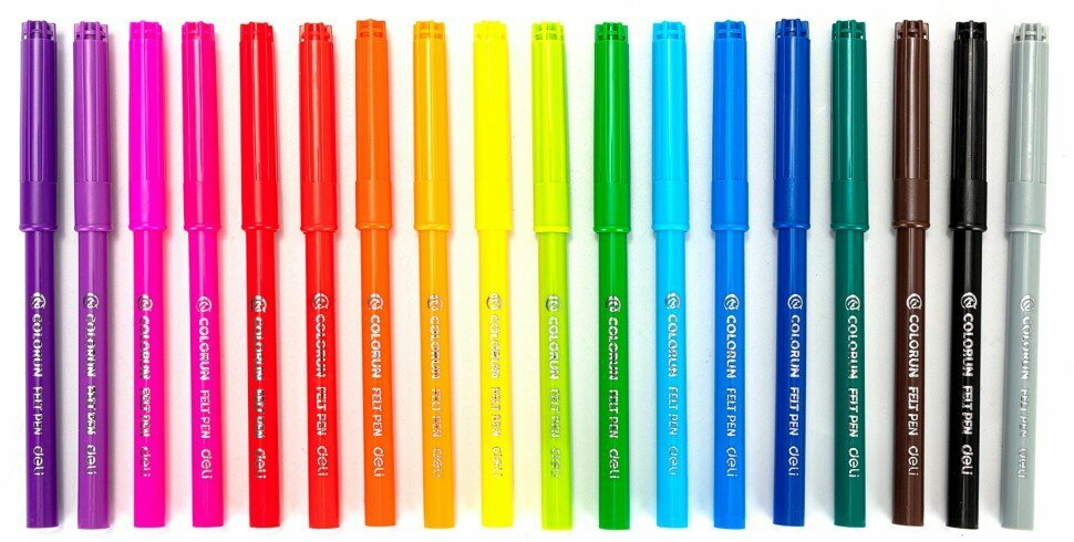 Фломастеры Deli EC10013 ColoRun Вентилируемый 18цв. пакет с европодвесом