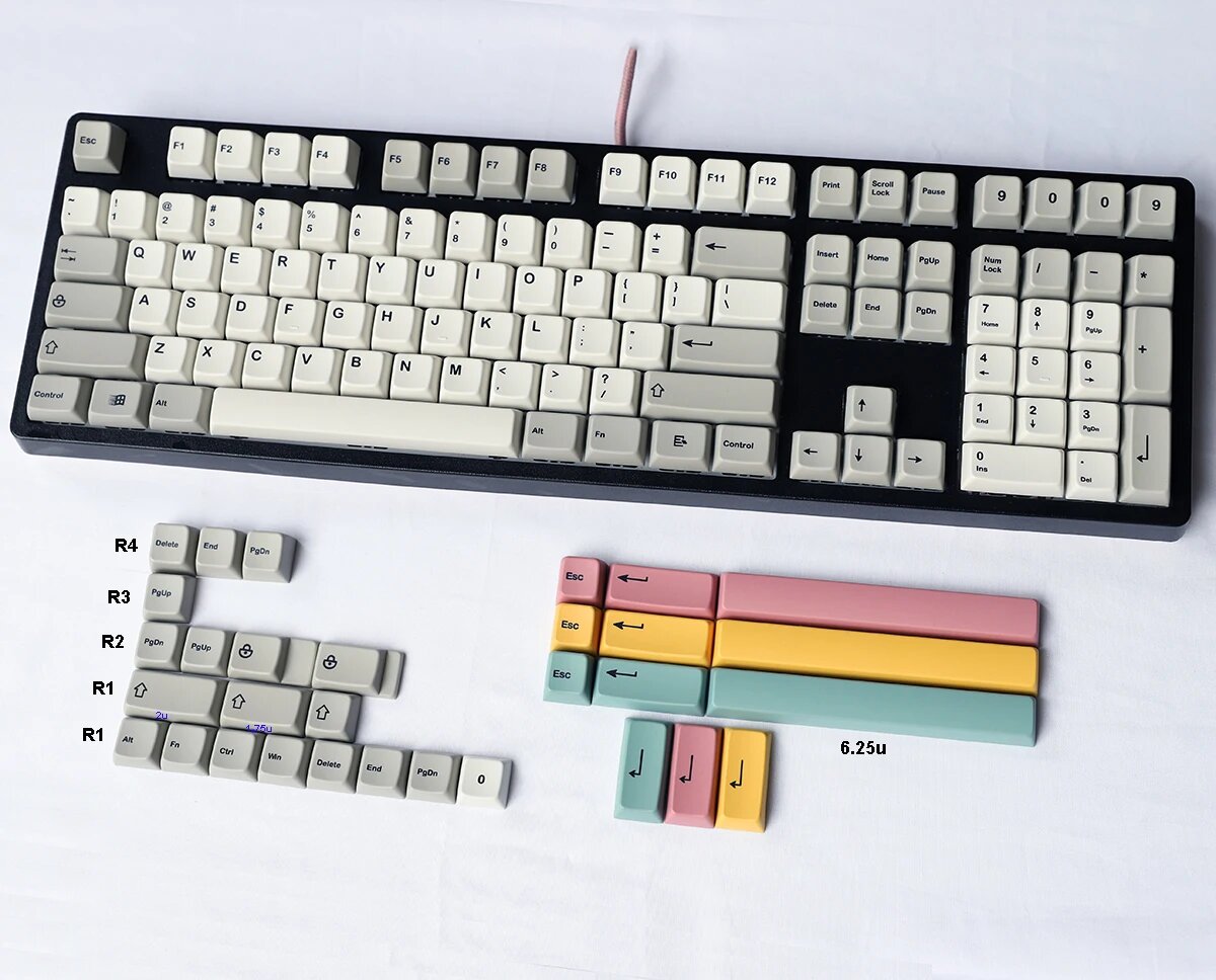 NPKC MDA Keycaps PBT Dye-Sub Белые Синие для Cherry MX 139-key MDA4