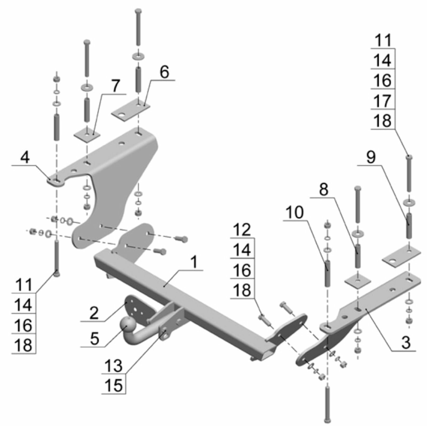 Фаркоп AvtoS для SUBARU FORESTER (2008-2012) с универсальной электрикой и сертификатом в комплекте, арт.(SU 05+electr)