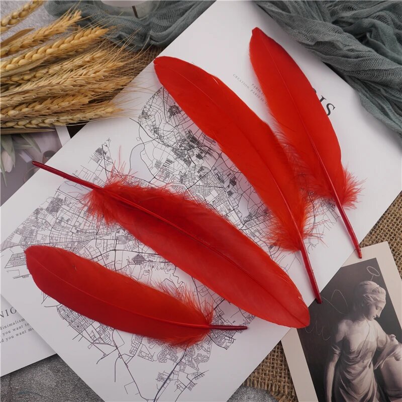Окрашенные гусиные перья FlyReal для ловцов снов Красный, 20Pcs, Red