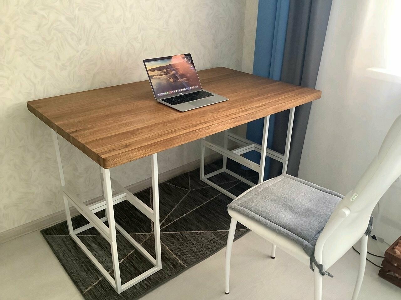 Стол "EasyLOFT" в стиле лофт, трансформер, из массива дуба, 130х70х75 см.