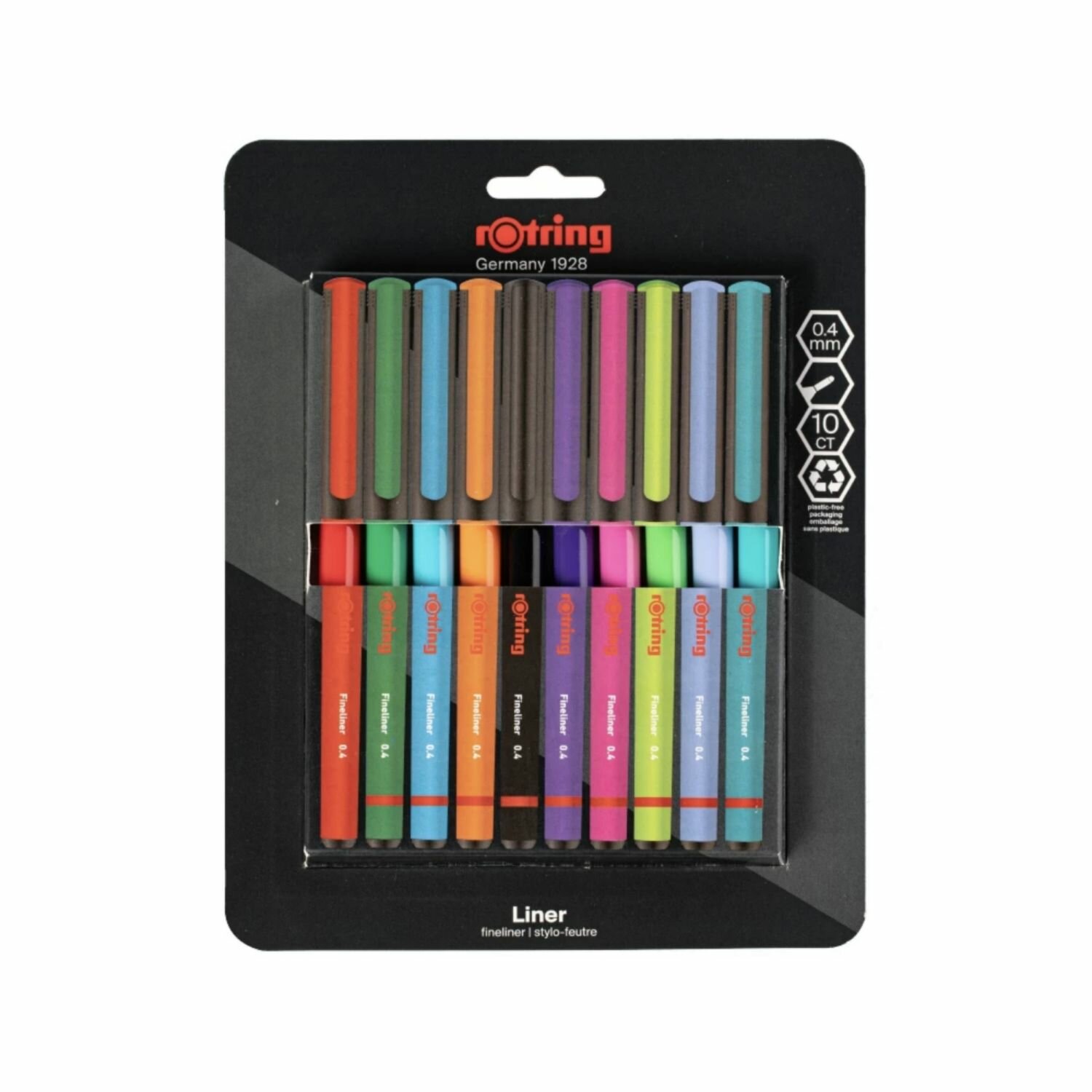 Капиллярная ручка Rotring Fineliner, набор из 10 цветов, 0,4 MM