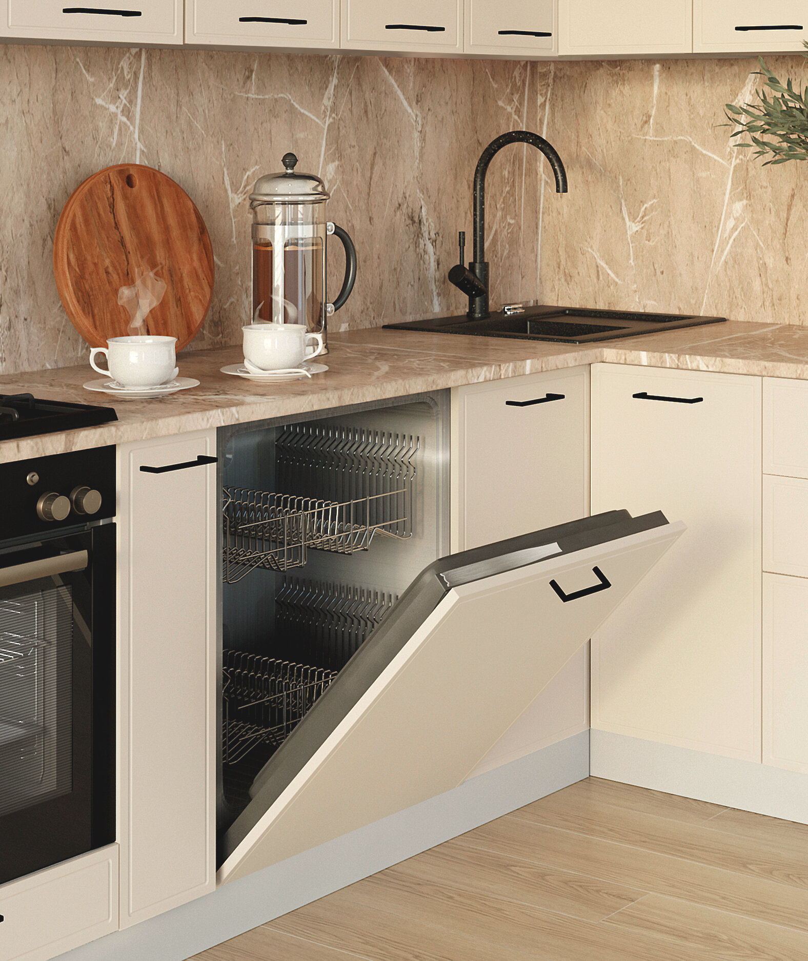 Фасад под посудомоечную машину VITAMIN ш 60см, МДФ, цвет "Чага"