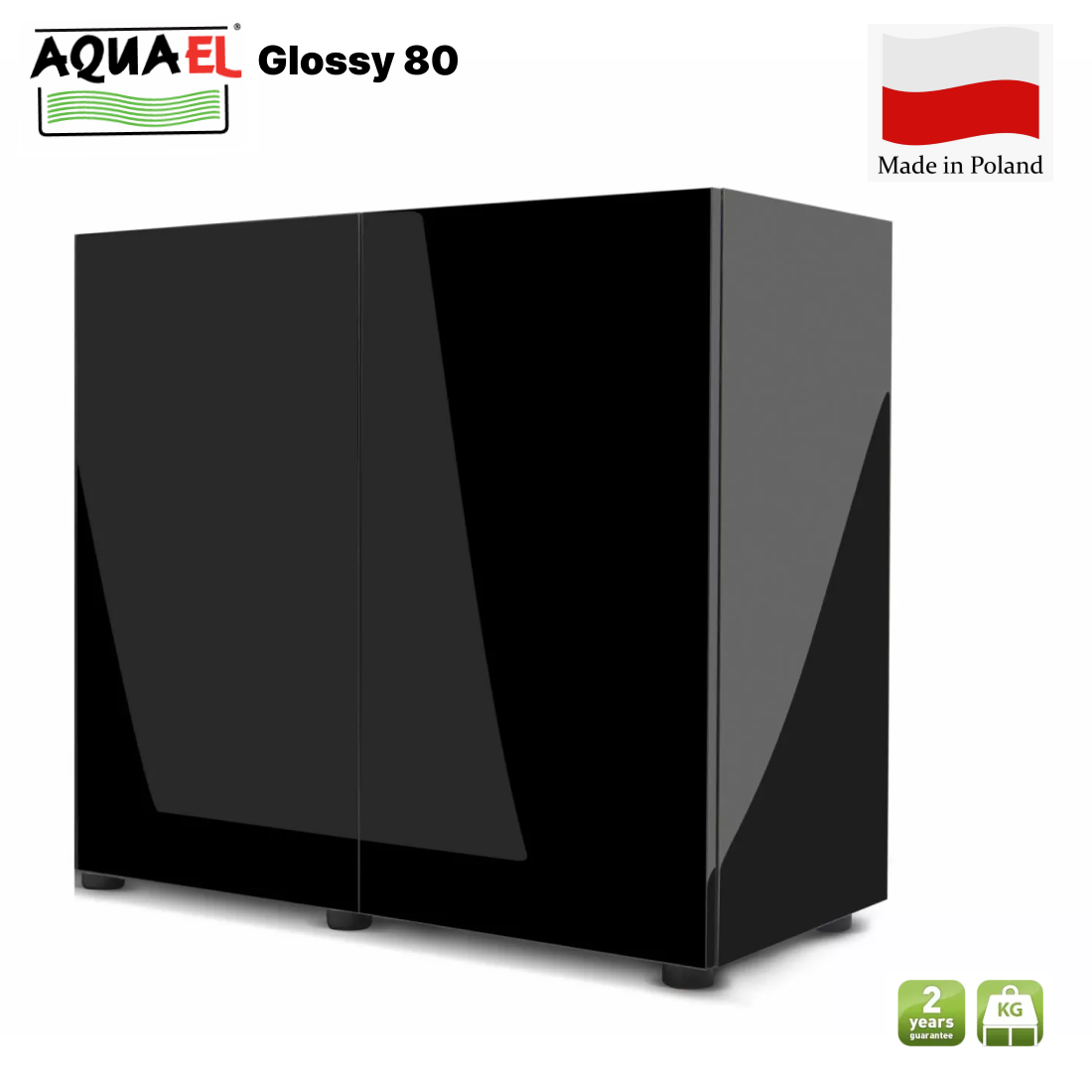 Тумба Aquael Glossy 80, для аквариума, ДСП, чёрная, 80x35x73 см