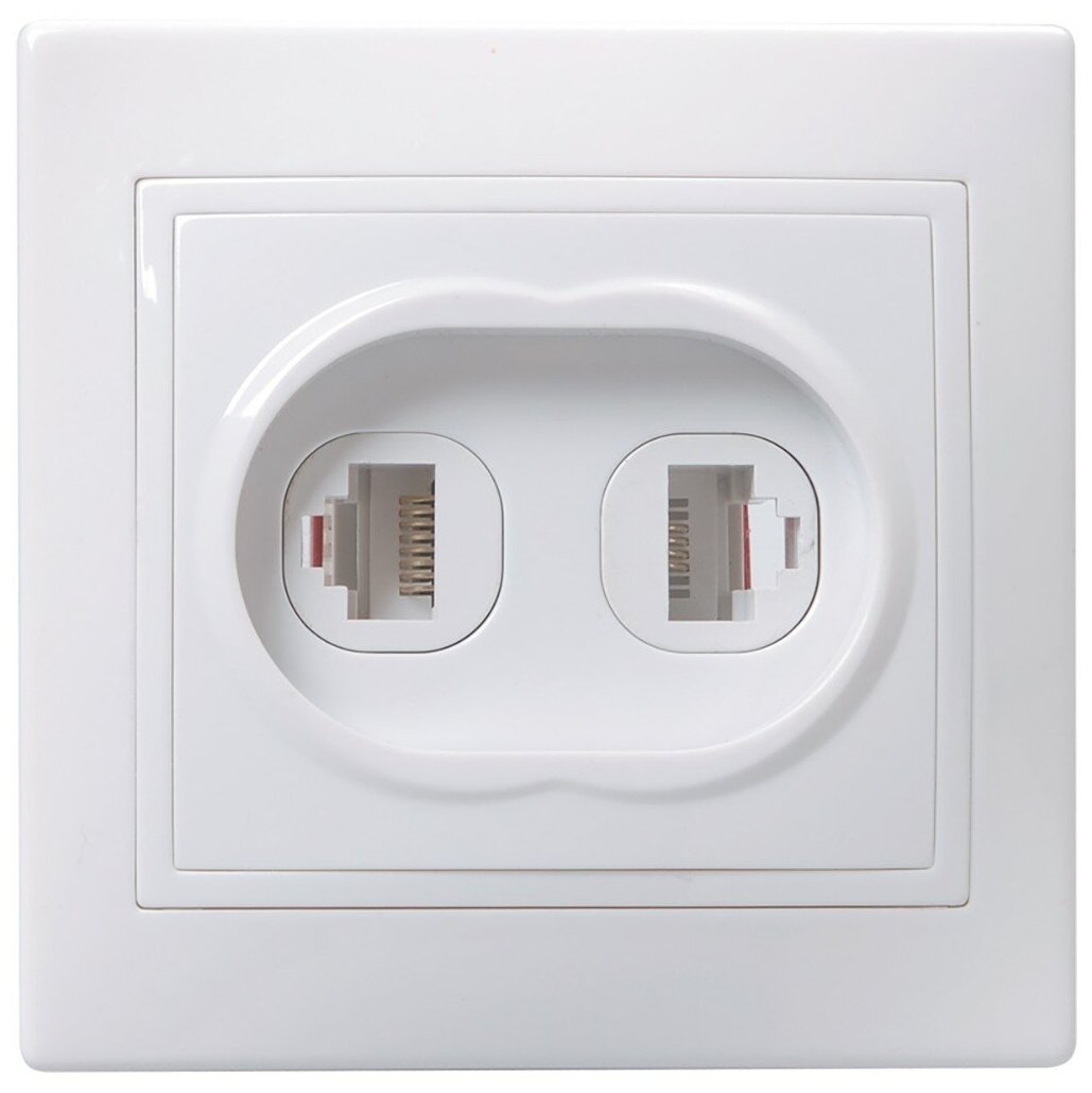 Розетка компьютерная + телефонная 2-м СП Кварта РК/Т12-КБ IP20 бел. IEK EIK10-K01-DM