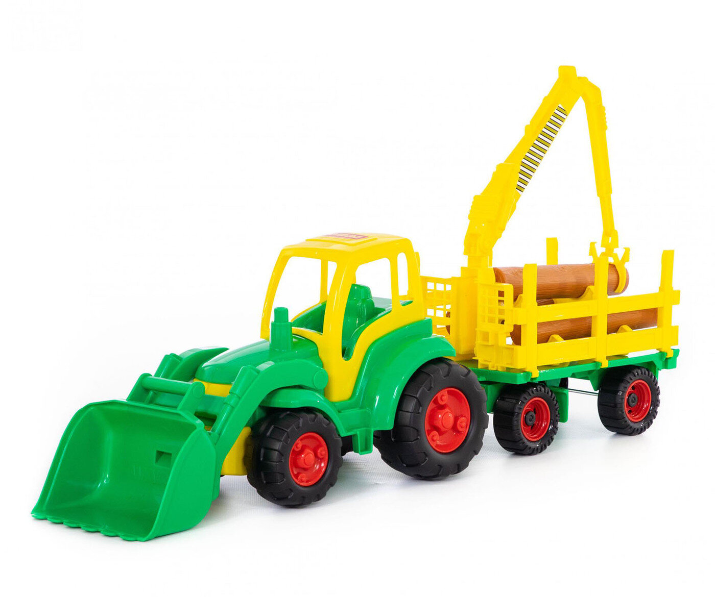 Трактор Полесье "Чемпион" с ковшом и прицеп-лесовоз (483)