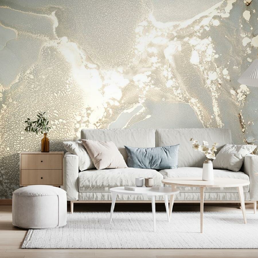 Фотообои Мрамор с золотыми прожилками 9-1777-S 265 х 400 см (ВхШ) Бесшовные, флизелиновые, влагостойкие обои MasterFresok