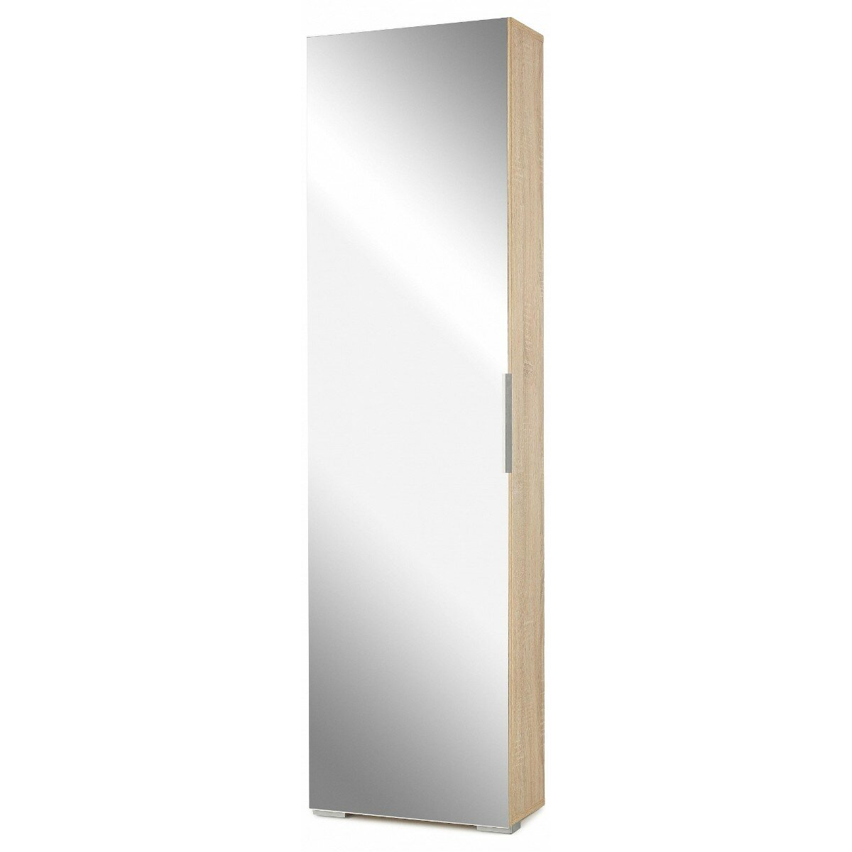 HESBY Обувница закрытая вертикальная с зеркальной дверцей, 184х50x22см, дуб сонома/зеркальный