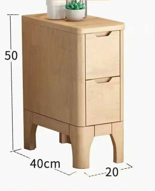 Тумба прикроватная, 2 ящ, 20х40х50 см Ультратонкая прикроватная тумбочка из массива дерева