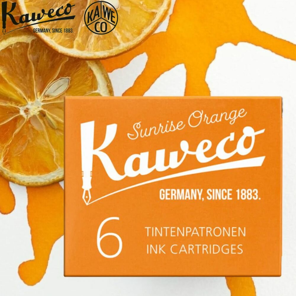 Набор картриджей для перьевой ручки KAWECO Sunrise Orange 6 шт. в картонной упаковке