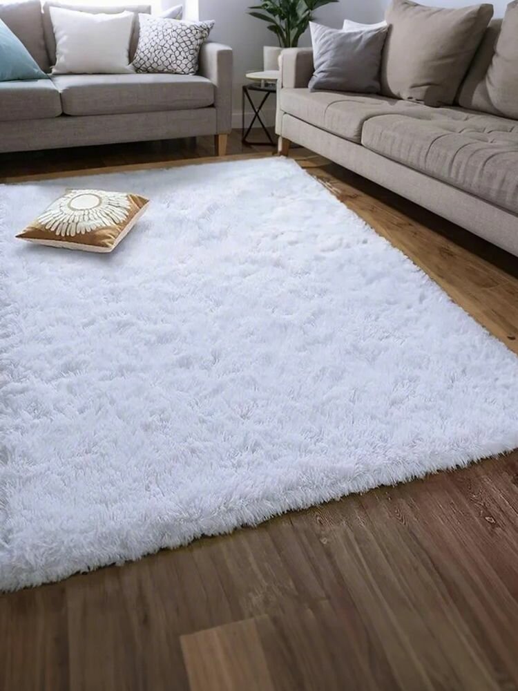 Плюшевый ковер, плюш, белое, 160x230 см для гостиной спальни детской комнаты, нескользящей пушистой комнаты