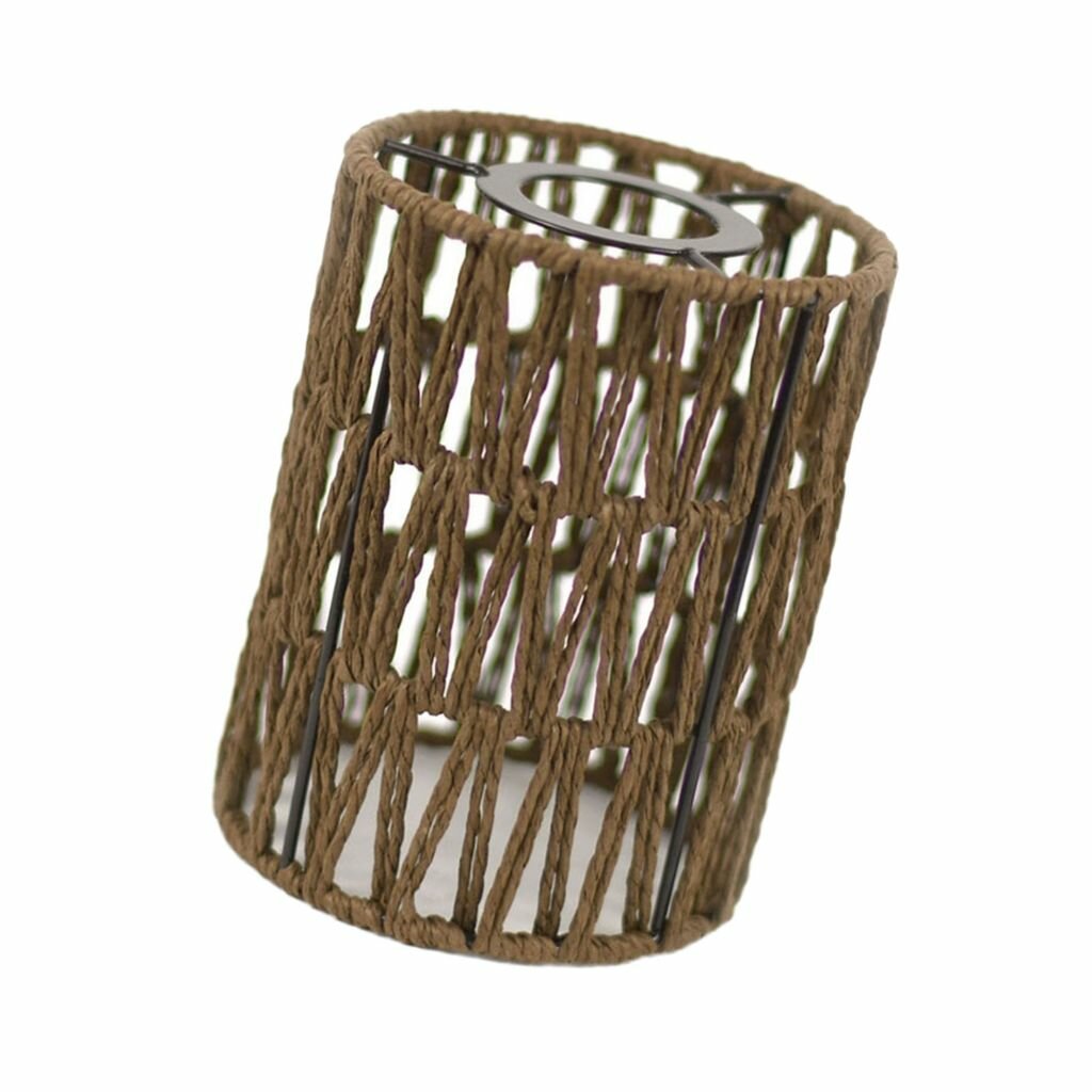 (1 штука) абажур люстры из бумажной веревки ручной работы высотой 15 см-коричневый