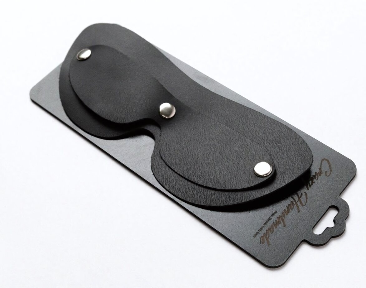 Маска кожаная на глаза черная, со съемной шторкой, bdsm-аксессуар