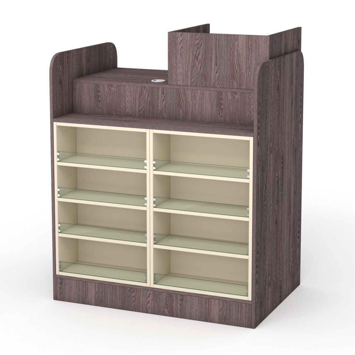 Кассовый стол "ривьера молди" №3 (правосторонний), Ясень Анкор и Крем Вайс U31105-U2236