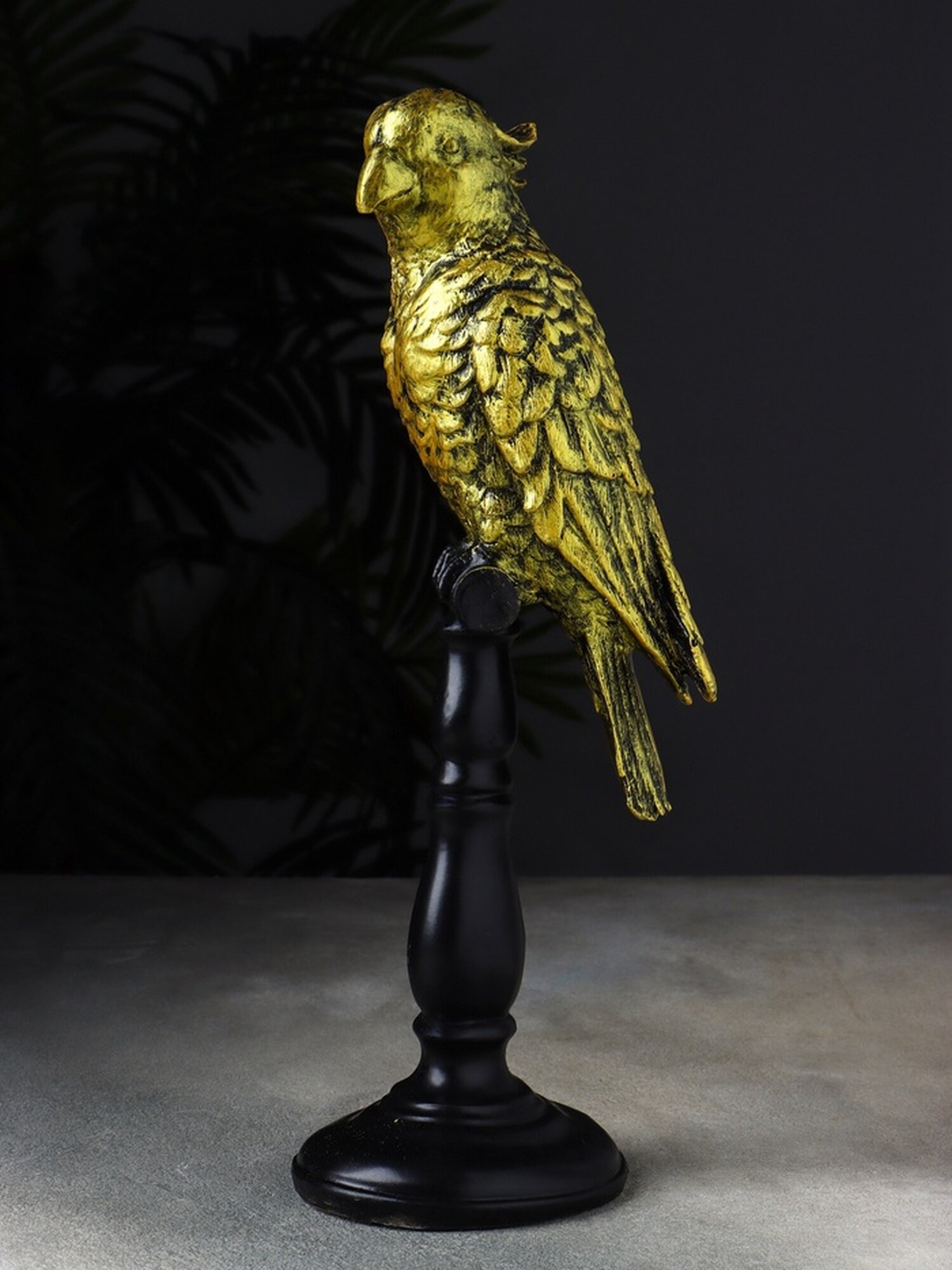 Фигурка полистоун «Попугай на жердочке», 34×10×12 см, под бронзу