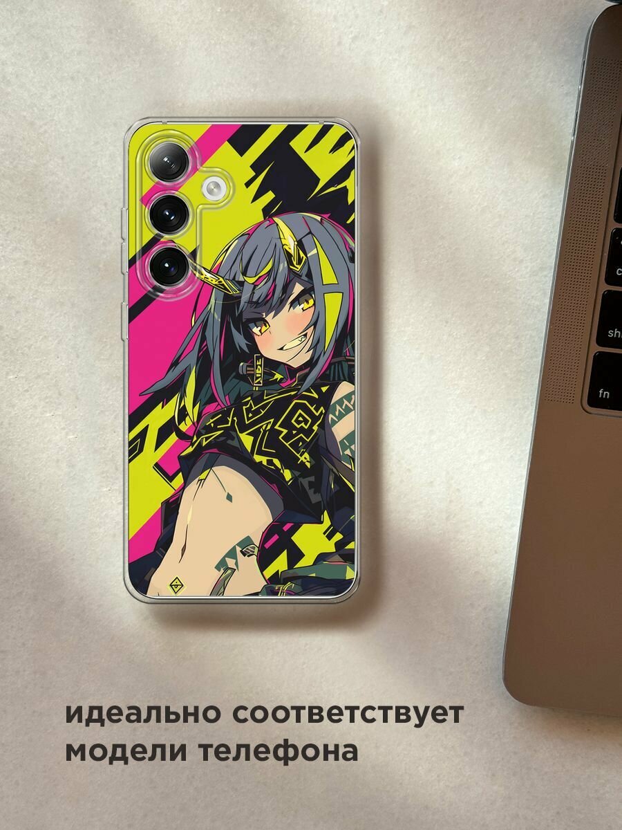 Чехол на Samsung Galaxy S24 / Самсунг S24 с принтом "Девушка в кибер костюме" — фото 1
