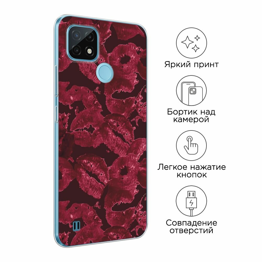 Силиконовый чехол на Realme C21 / Реалми С21 с принтом Помада паттерн 1 — фото 1