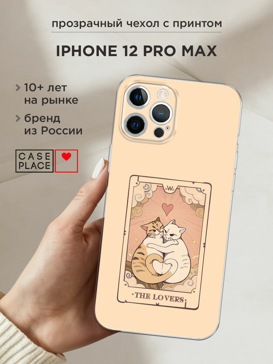 Чехол на Apple iPhone 12 Pro Max / Айфон 12 Про Макс с принтом "The lovers cats 1 - 14 февраля"
