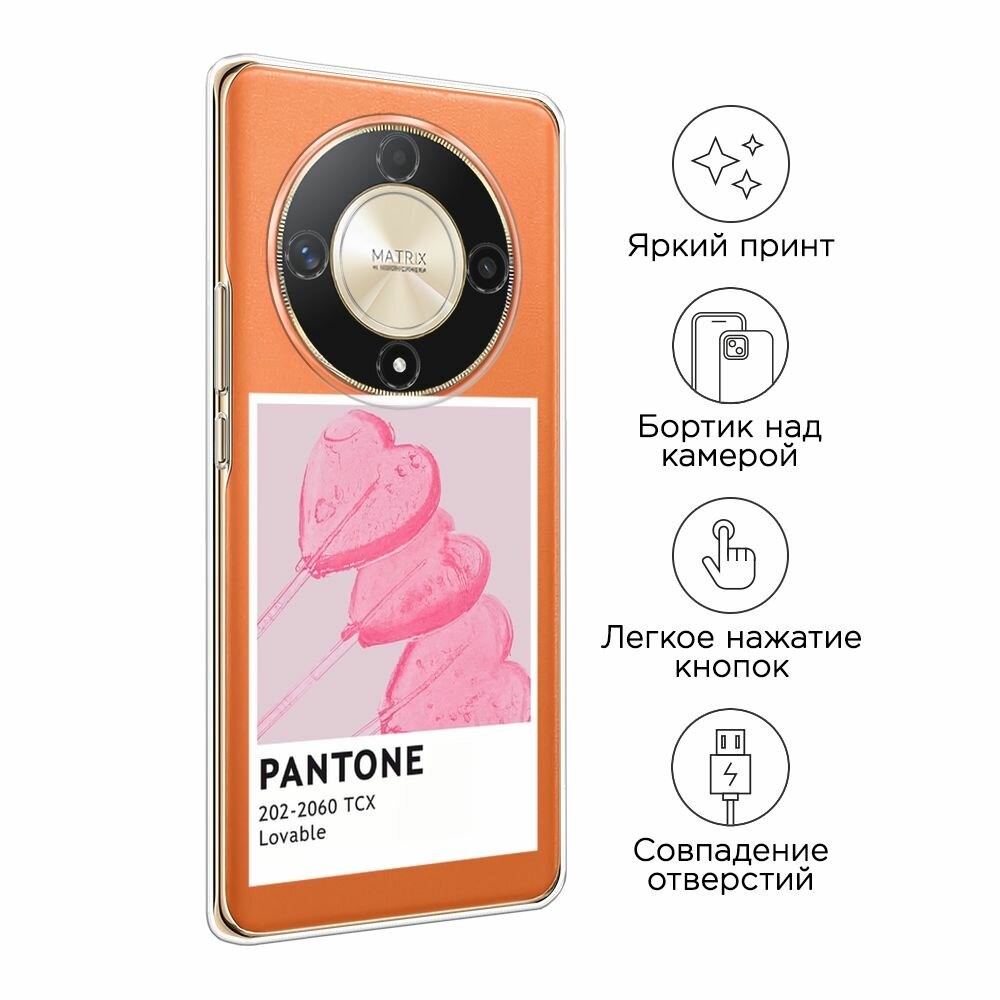 Чехол на Honor X9b / Хонор X9B с принтом "Pantone Lovable 2 - 14 февраля", прозрачный — фото 1