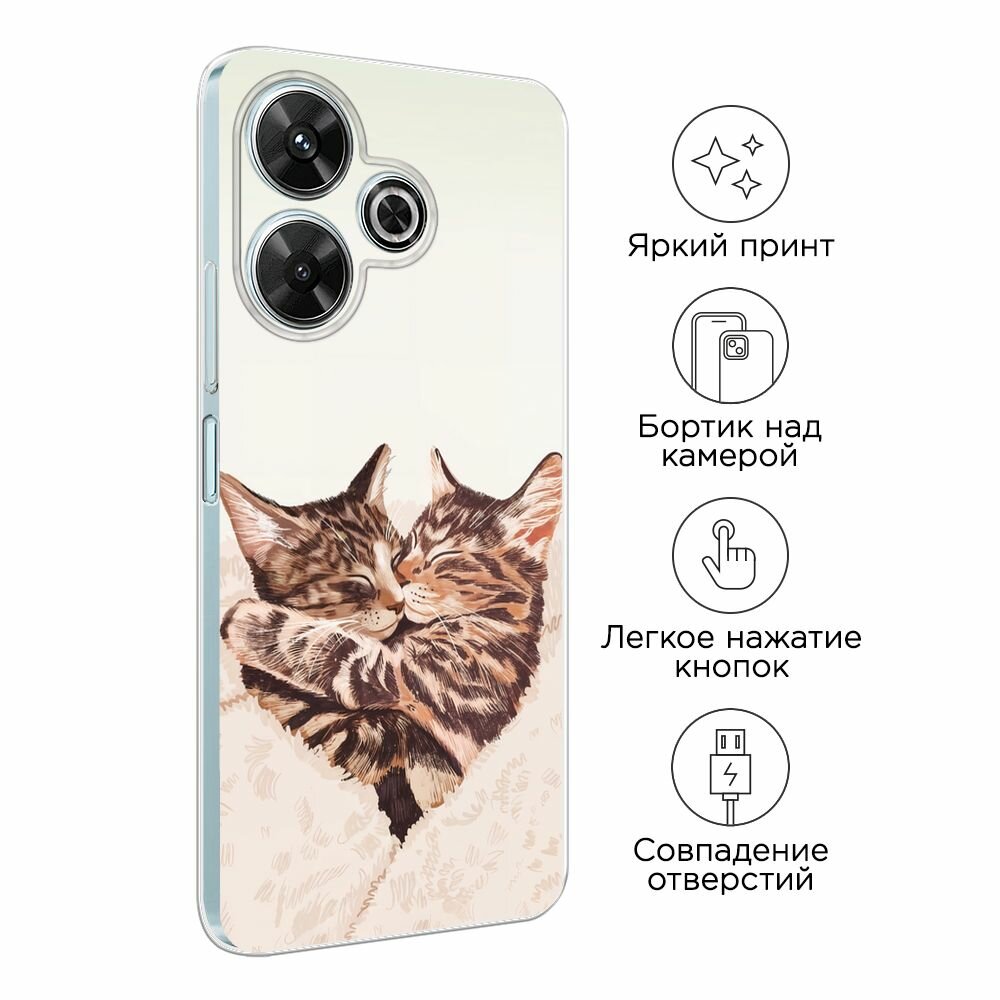Чехол на Xiaomi Redmi Note 13R/Redmi 13/Poco M6 4G/M6 Plus с принтом "Влюбленные котейки - 14 февраля" — фото 1