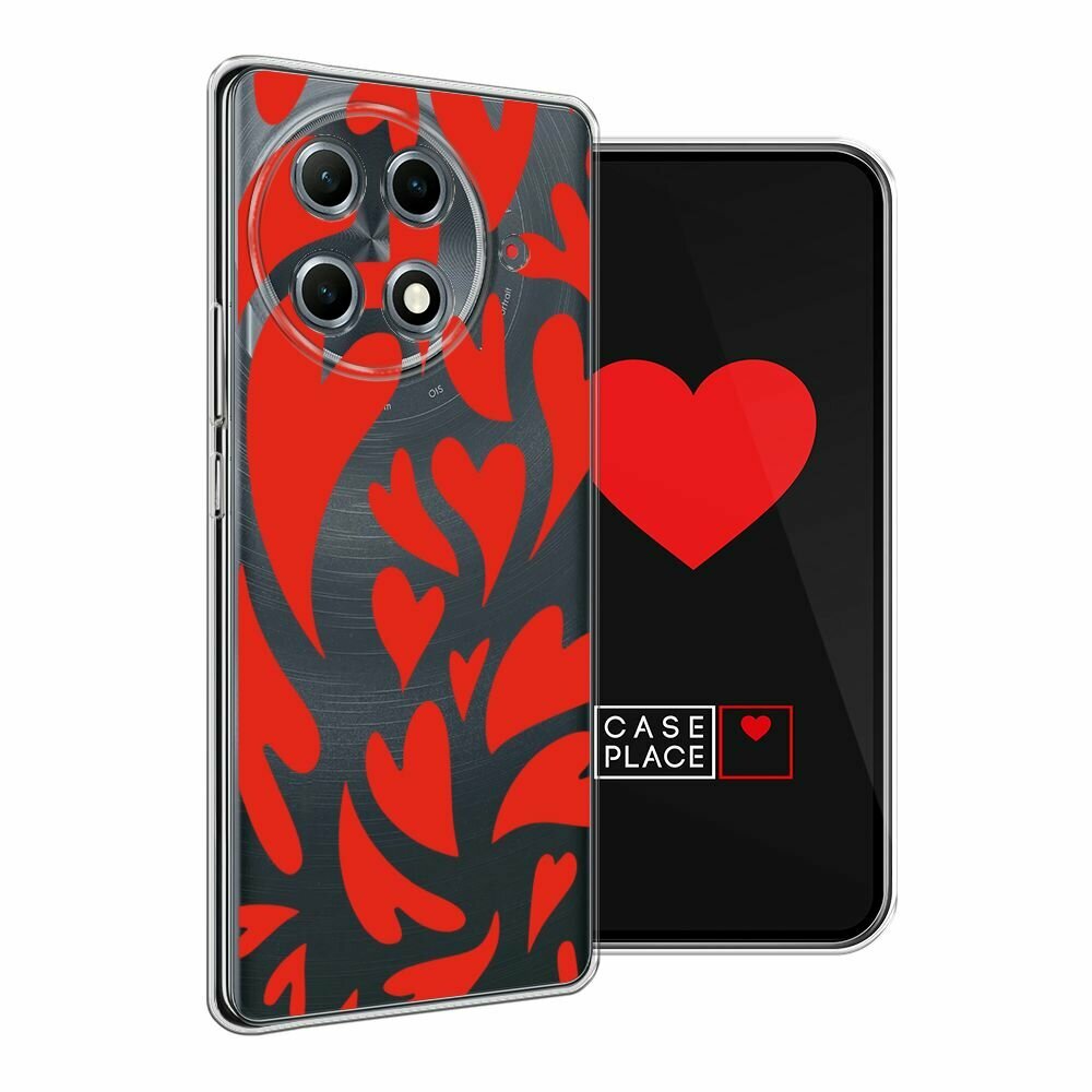 Чехол на Tecno Camon 30S Pro / Текно Камон 30S Про с принтом "Crazy hearts 2 - 14 февраля", прозрачный — фото 1