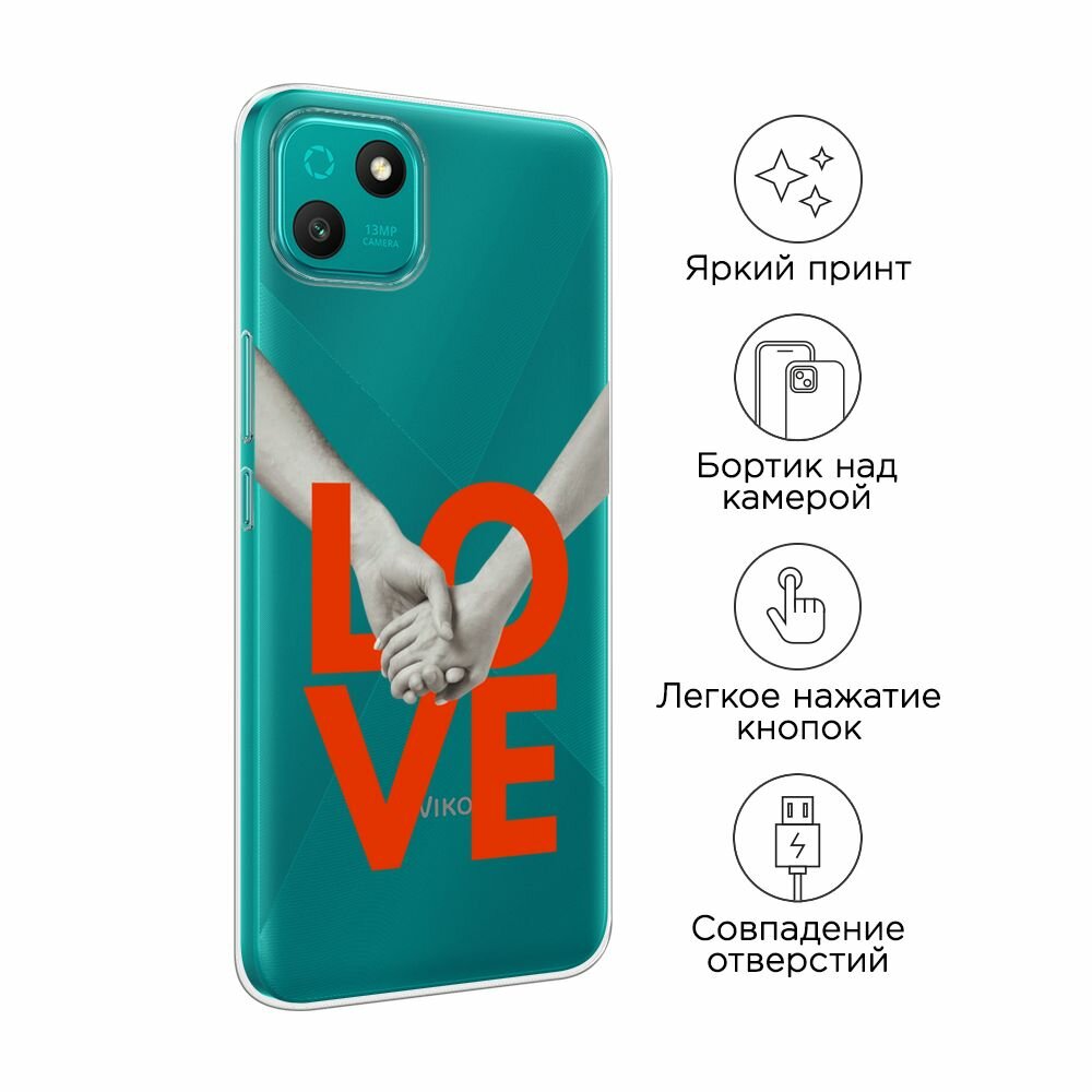 Чехол на Wiko T10 / Вико Т10 с принтом "Love holding hands - 14 февраля", прозрачный — фото 1