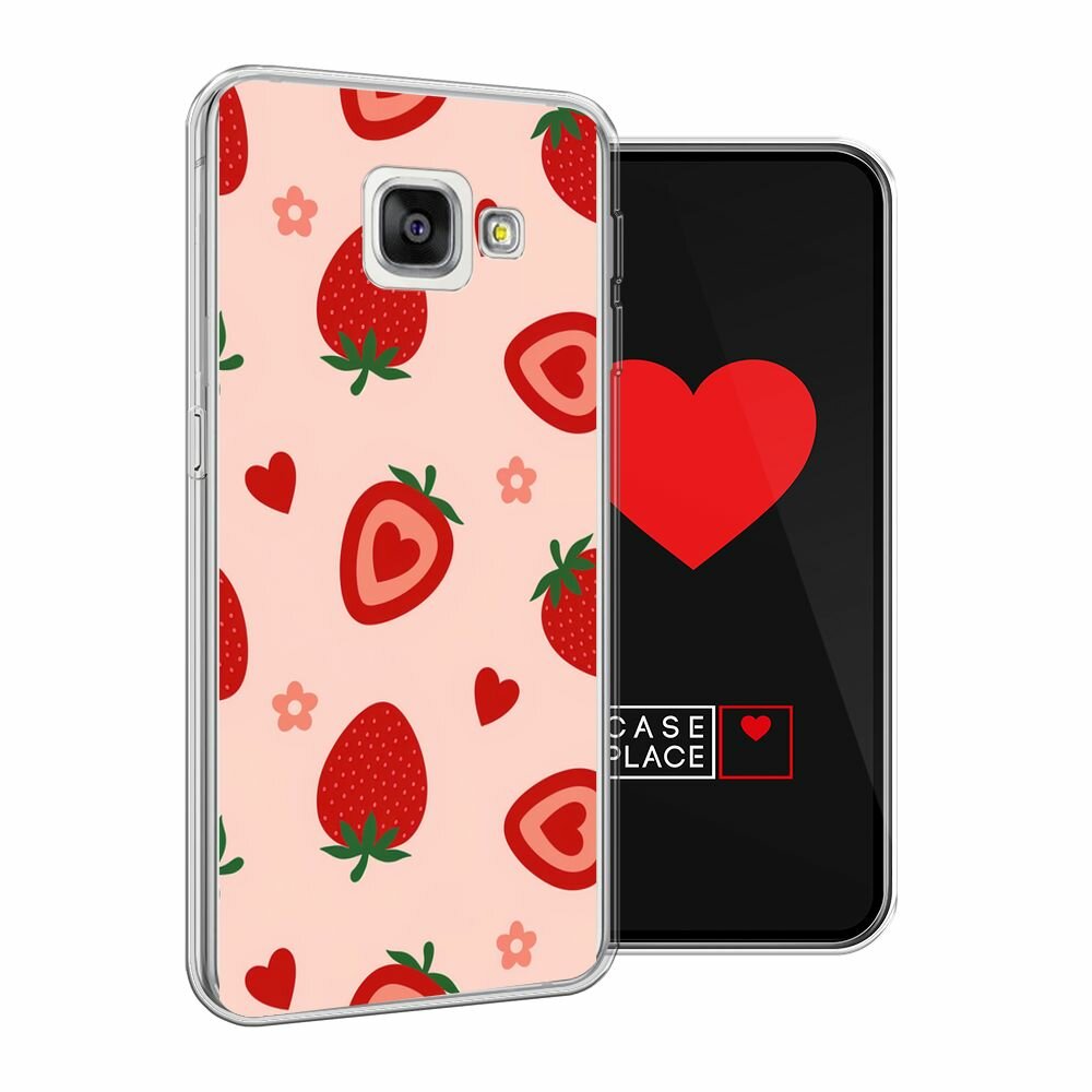 Чехол на Samsung Galaxy A3 2016 / Самсунг Галакси А3 2016 с принтом "Heart strawberries 1 - 14 февраля" — фото 1