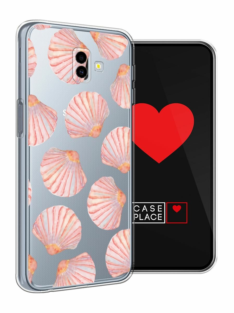Чехол на Samsung Galaxy J6 + / Самсунг Галакси J6 Плюс 2018 с принтом "Ракушки паттерн", прозрачный — фото 1
