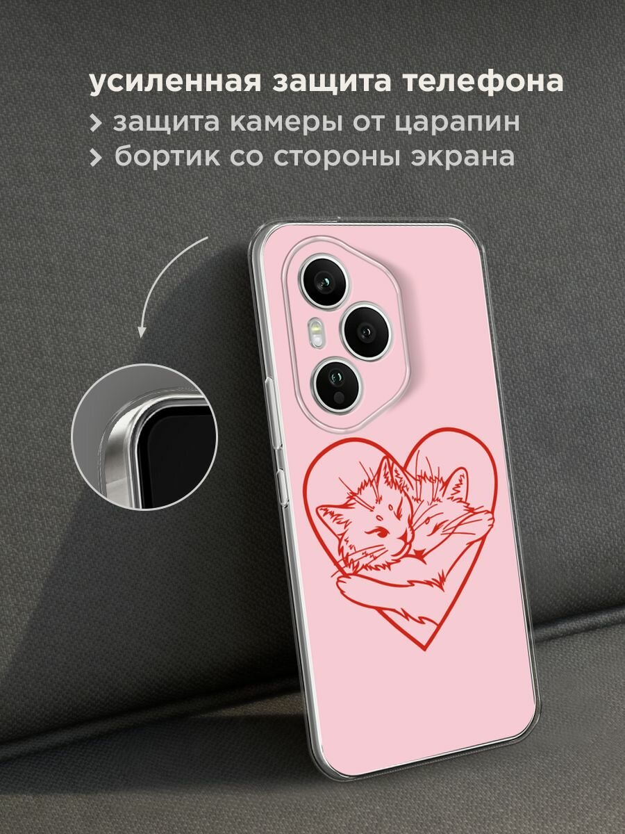 Чехол на Honor 400 Pro / Хонор 400 Про с принтом "Влюблённые котики рисунок 1 - 14 февраля" — фото 1