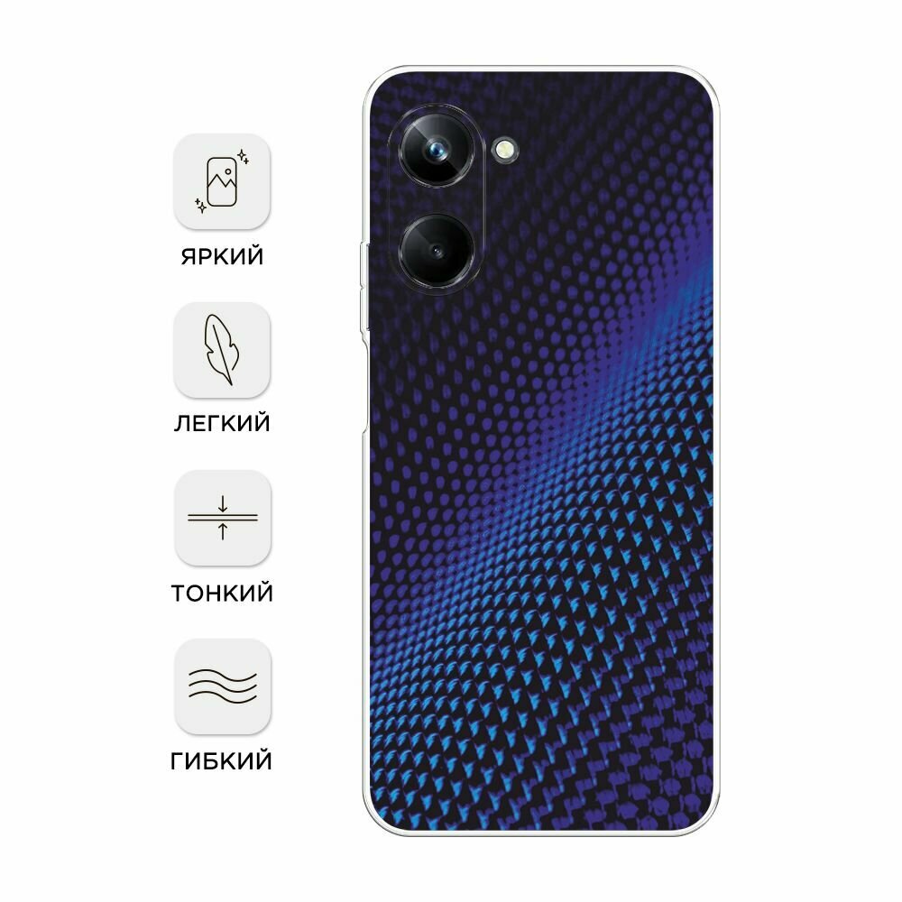Чехол на Realme 10 Pro / Реалми 10 Про с принтом "Синий карбон" — фото 1