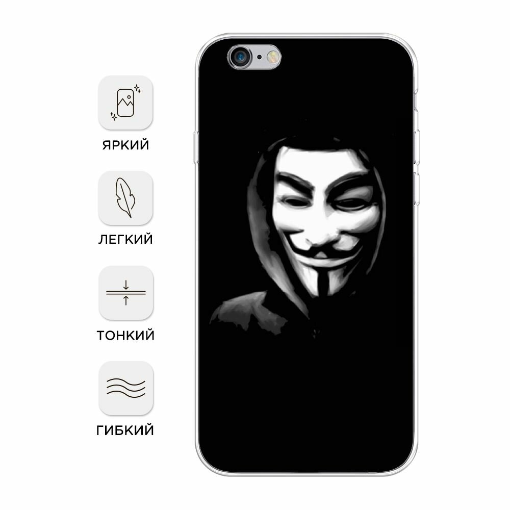 Силиконовый чехол на Apple iPhone 6 / Айфон 6 с принтом "Анонимус" — фото 1