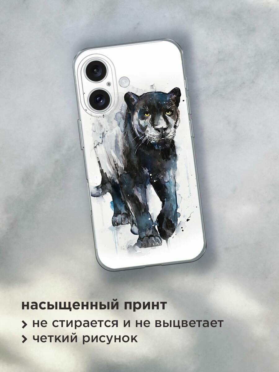 Чехол на Apple iPhone 16 / Айфон 16 с принтом "Пантера арт 3" — фото 1