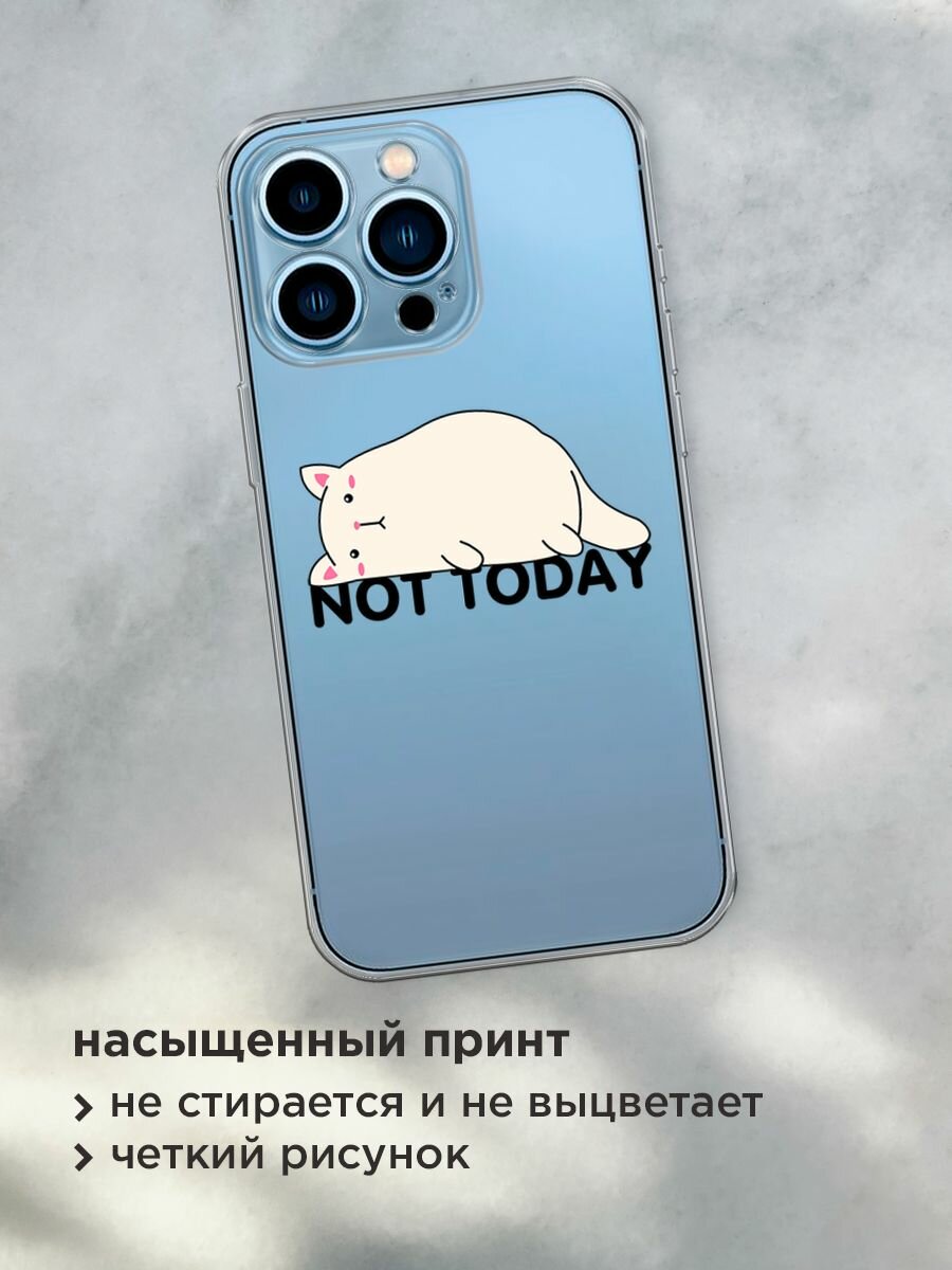 Чехол на Apple iPhone 13 Pro / Айфон 13 Про с принтом "Cat not today", прозрачный — фото 1