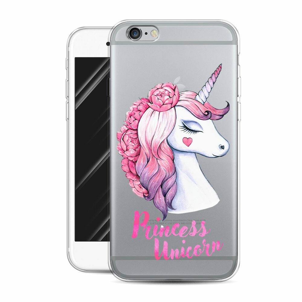 Чехол на Apple iPhone 6 / Айфон 6 с принтом Princess Unicorn, прозрачный — фото 1