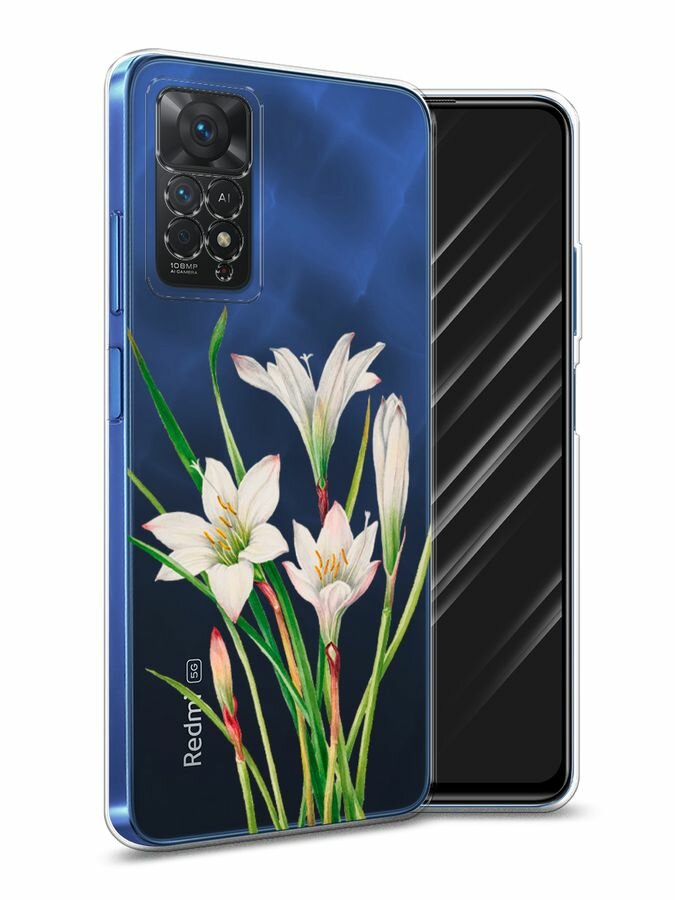 Чехол на Xiaomi Redmi Note 11E Pro / Сяоми Редми Нот 11E Pro Про с принтом "White lily", прозрачный