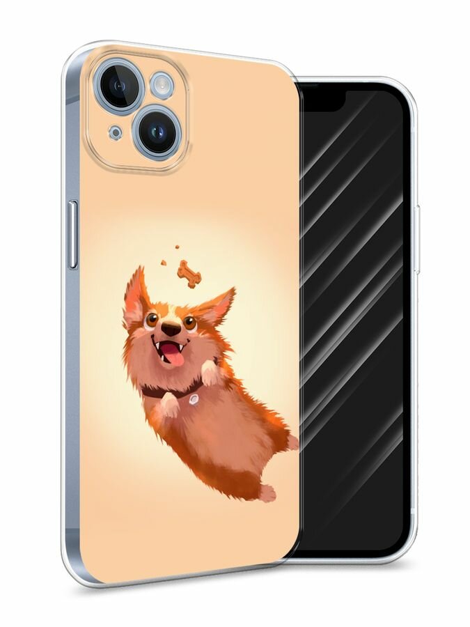 Чехол на Apple iPhone 14 / Айфон 14 с принтом Корги печенька