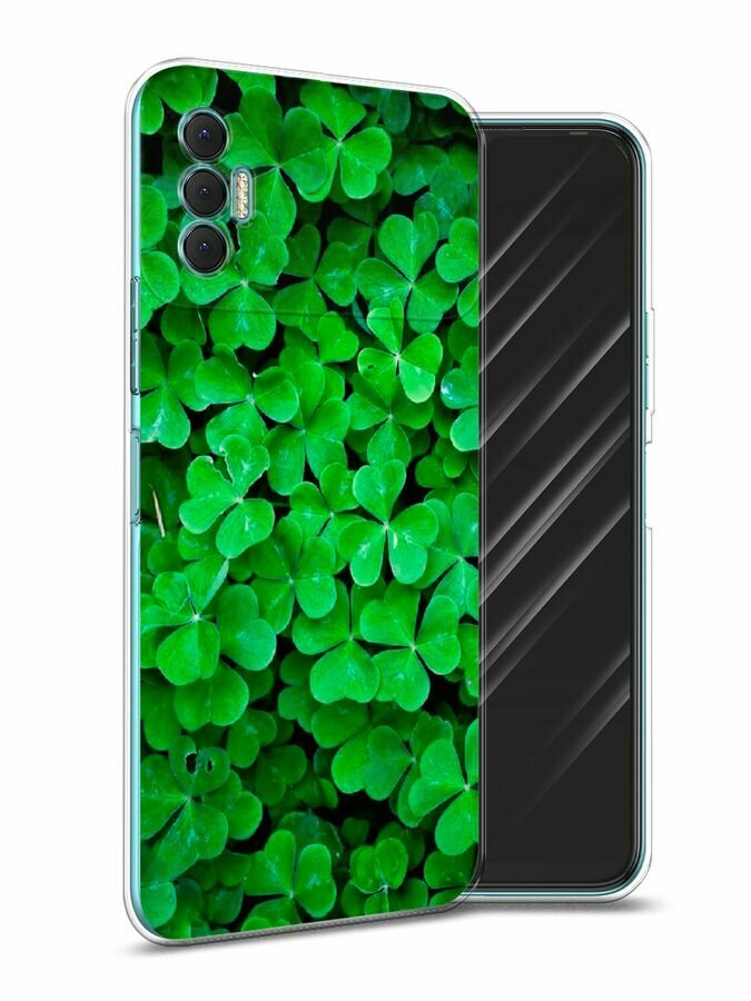 Силиконовый чехол на Tecno Spark 8P / Техно Спарк 8P с принтом "Клевер"