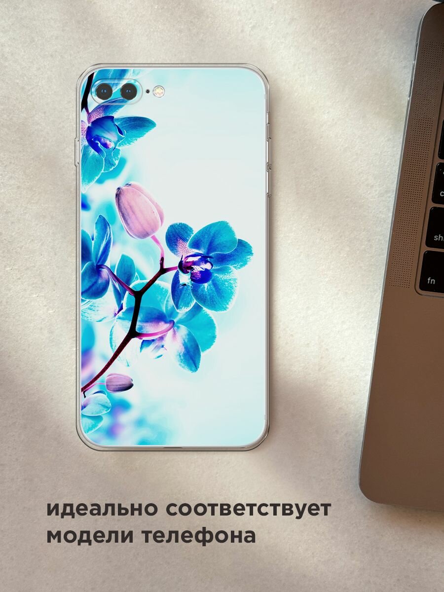 Чехол на Apple iPhone 7 Plus / Айфон 7 Плюс с принтом "Голубая орхидея" — фото 1