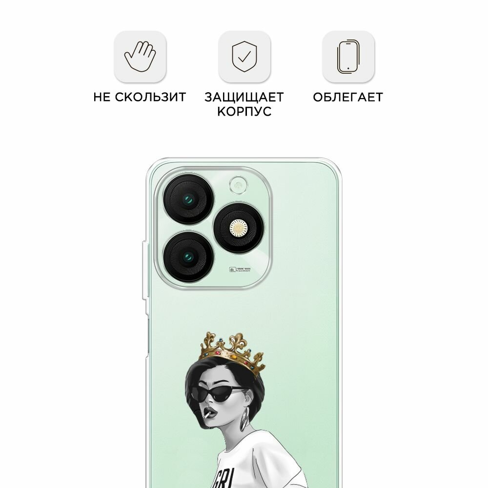 Чехол на Itel A50 / Ител А50 с принтом Be your Queen, прозрачный — фото 1