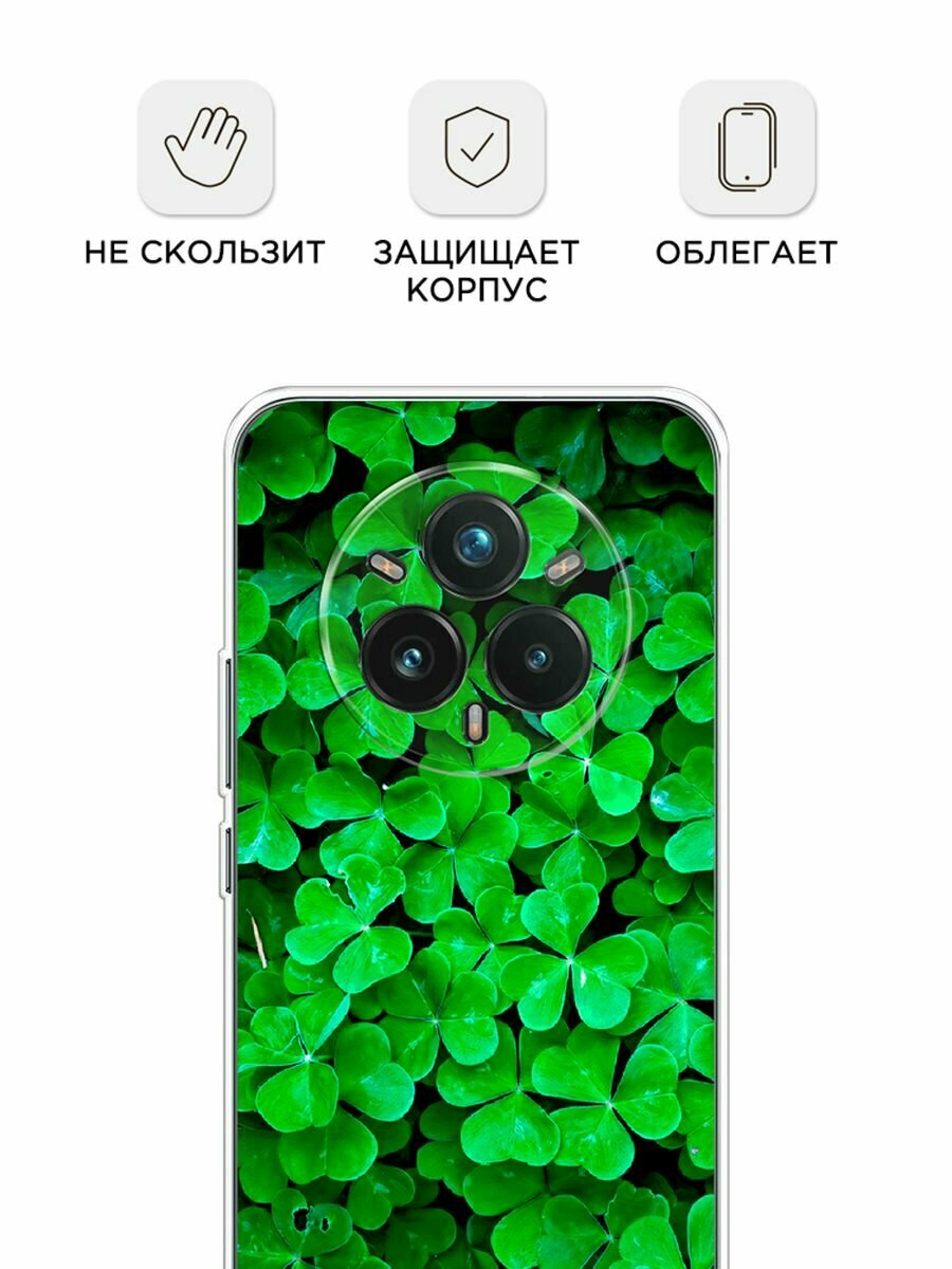 Силиконовый чехол на Realme 14 Pro / Реалми 14 Про с принтом "Клевер" — фото 1