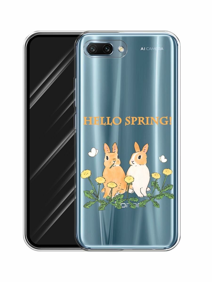 Чехол на Honor 10 / Хонор 10 с принтом "Весенние кролики", прозрачный — фото 1