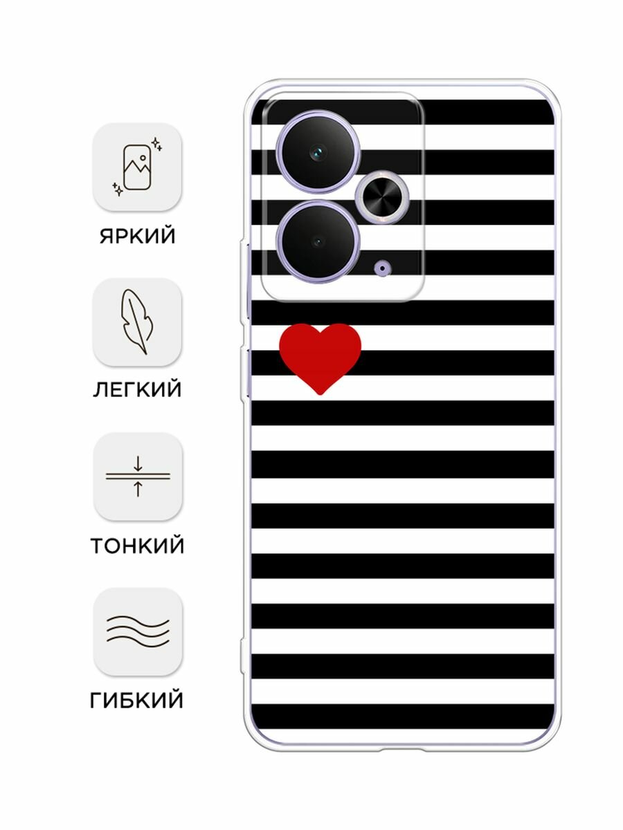 Силиконовый чехол на Realme 14T / Реалми 14Т с принтом "Красное сердце" — фото 1