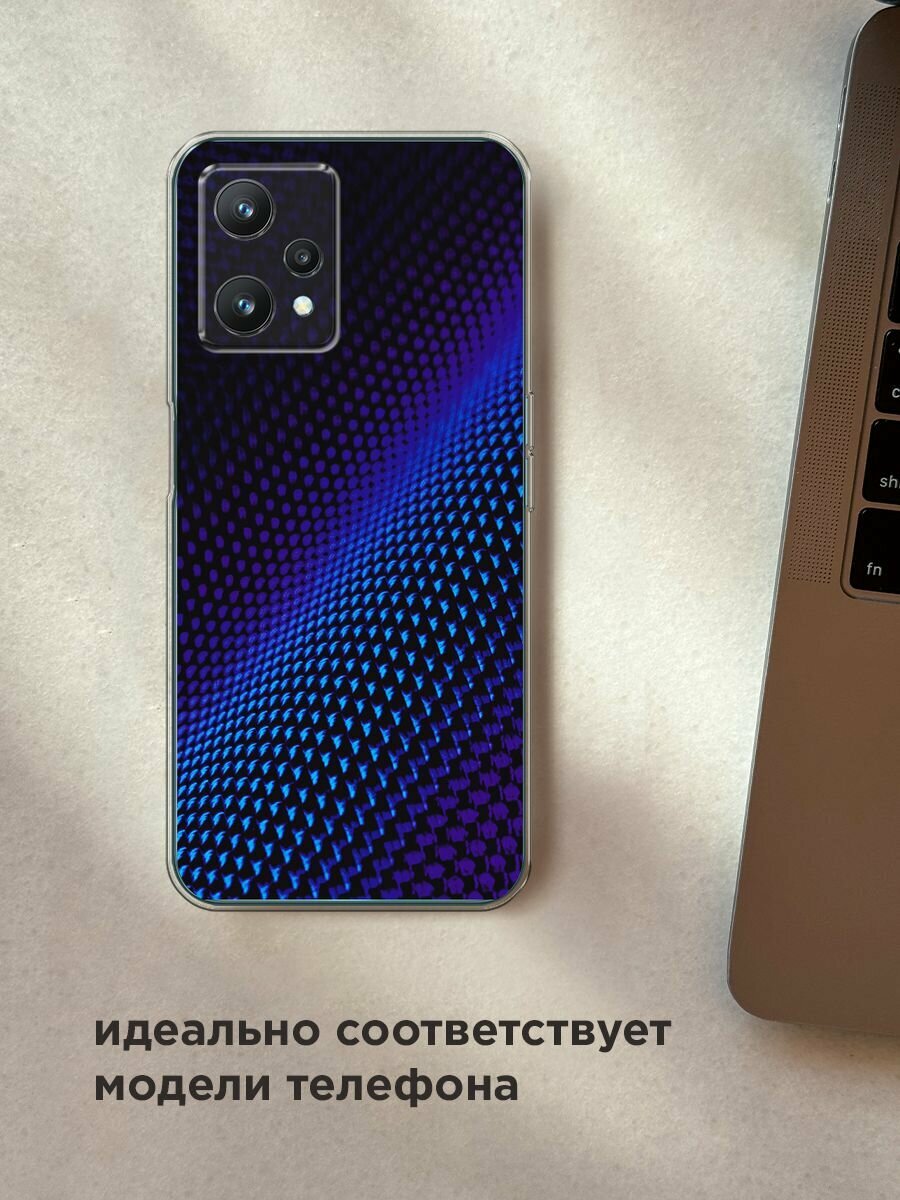 Силиконовый чехол на Realme 9 5G / Реалми 9 5G с принтом "Синий карбон" — фото 1