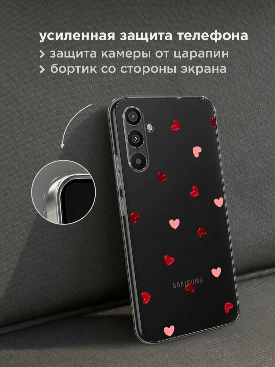 Чехол на Samsung Galaxy A34 / Самсунг A34 с принтом "Бордовые сердечки 2" — фото 1