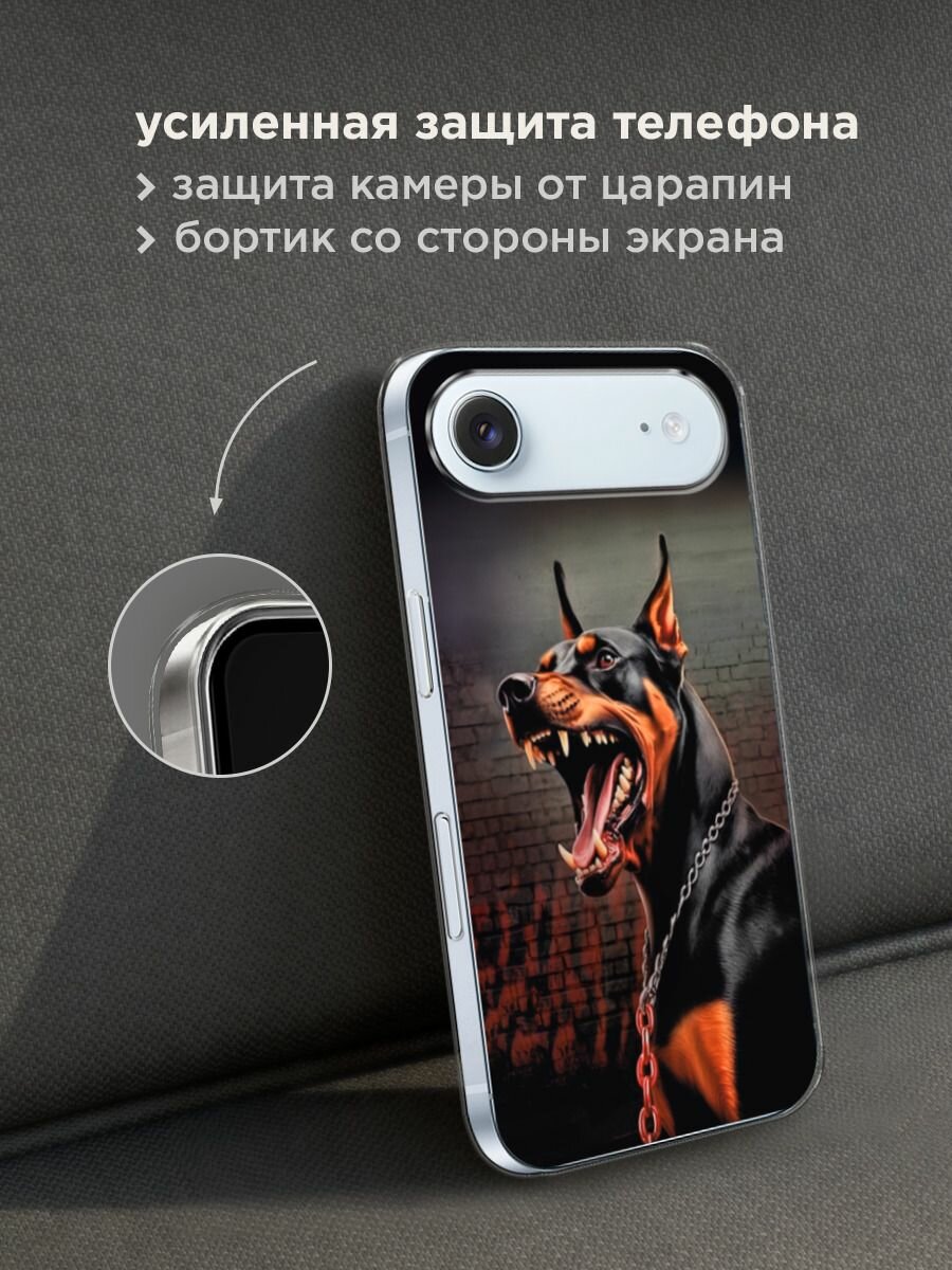 Чехол на Apple iPhone Air / Айфон Айр с принтом "Доберман с цепью" — фото 1