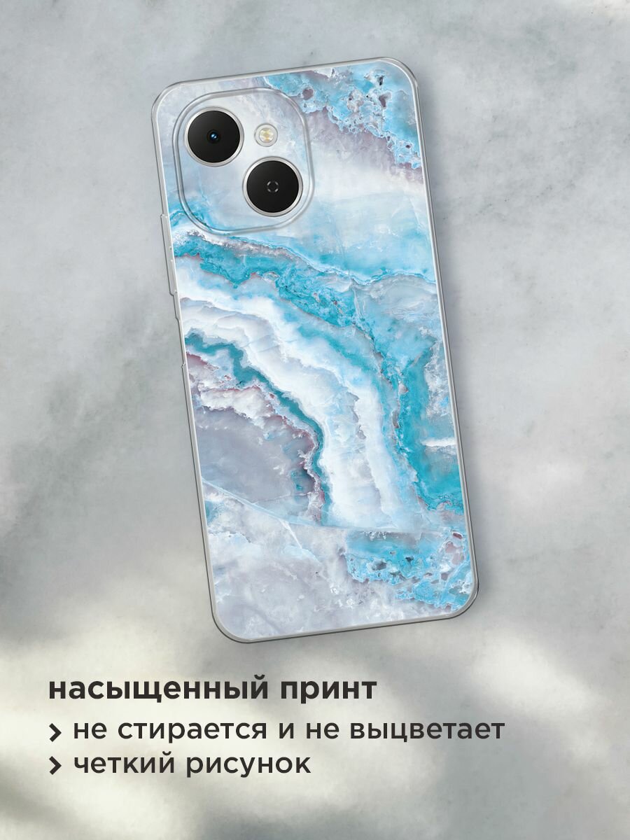Чехол на Tecno Spark 40C / Текно Спарк 40C с принтом "Нежно-голубой мрамор" — фото 1