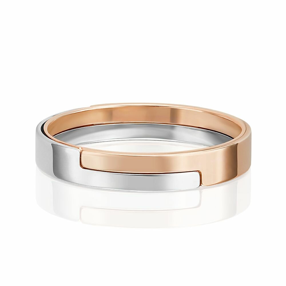 Кольцо обручальное, комбинированное золото, 585 проба, родирование