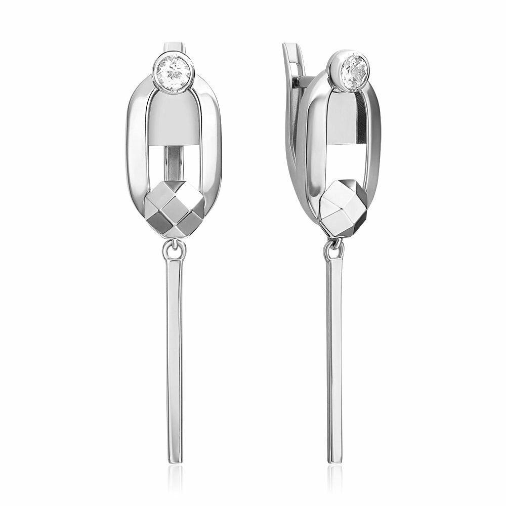 Серьги, белое золото, 585 проба, родирование, топаз