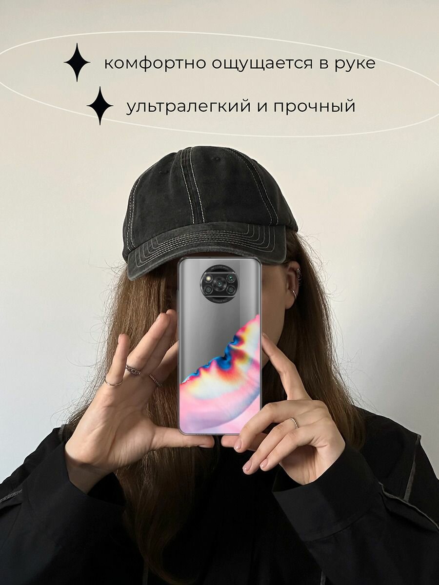 Чехол на Xiaomi Poco X3/X3 Pro / Поко X3/X3 Pro с принтом Розовая акварель, прозрачный — фото 1